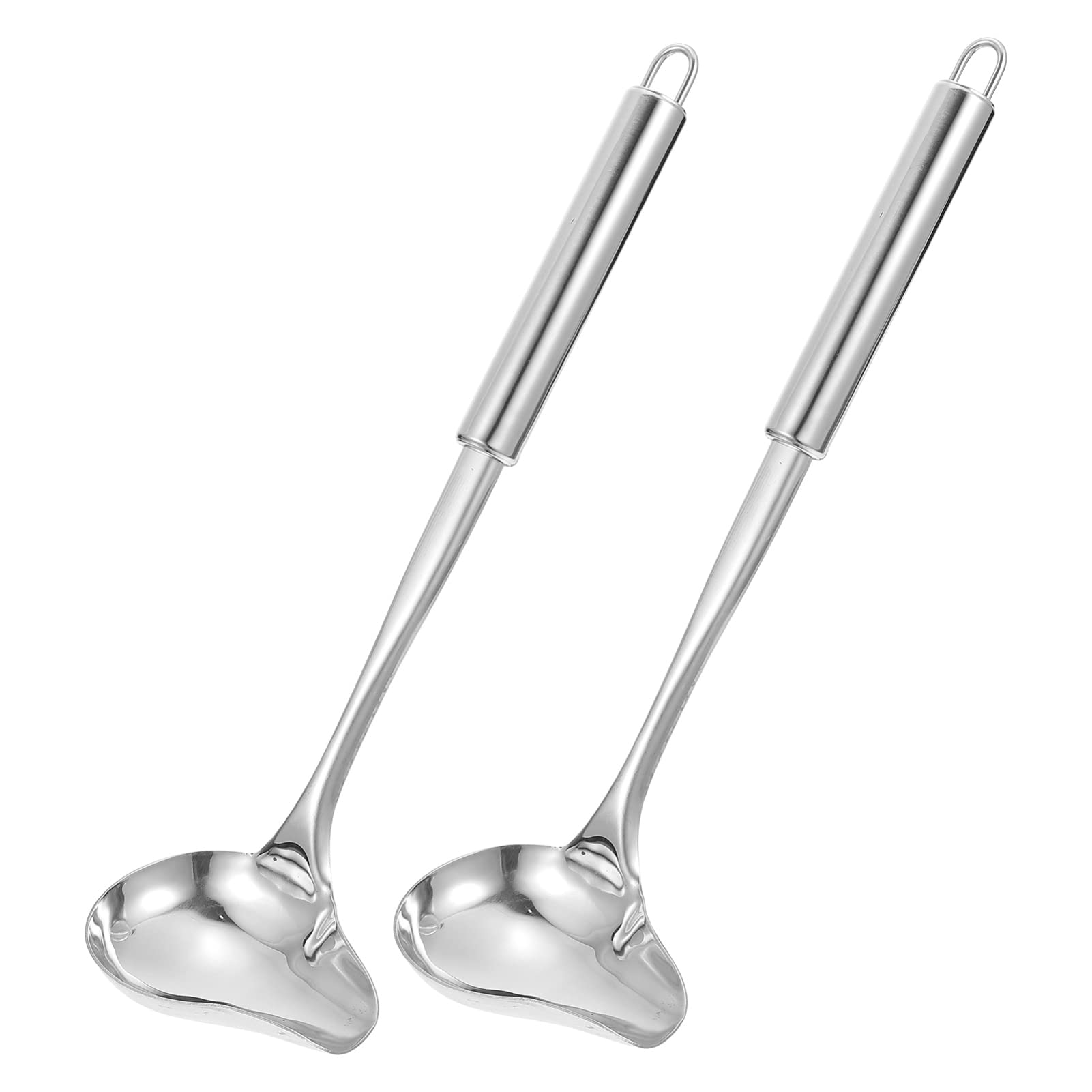 Angoily 2pcs Stainless Steel Sauce Drizzle Spoon Mint Sauce Ladle Sauce with Spout for Home Kitchen Restaurant Silver
