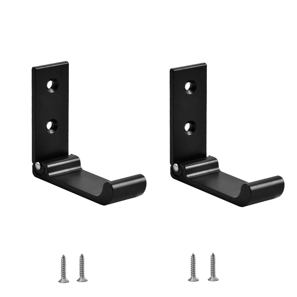 YIUIRUOI 2 Pcs Aluminum Alloy Folding Coat Hook with Screws for Bedroom/Living Room/Wardrobe Etc. (Black)