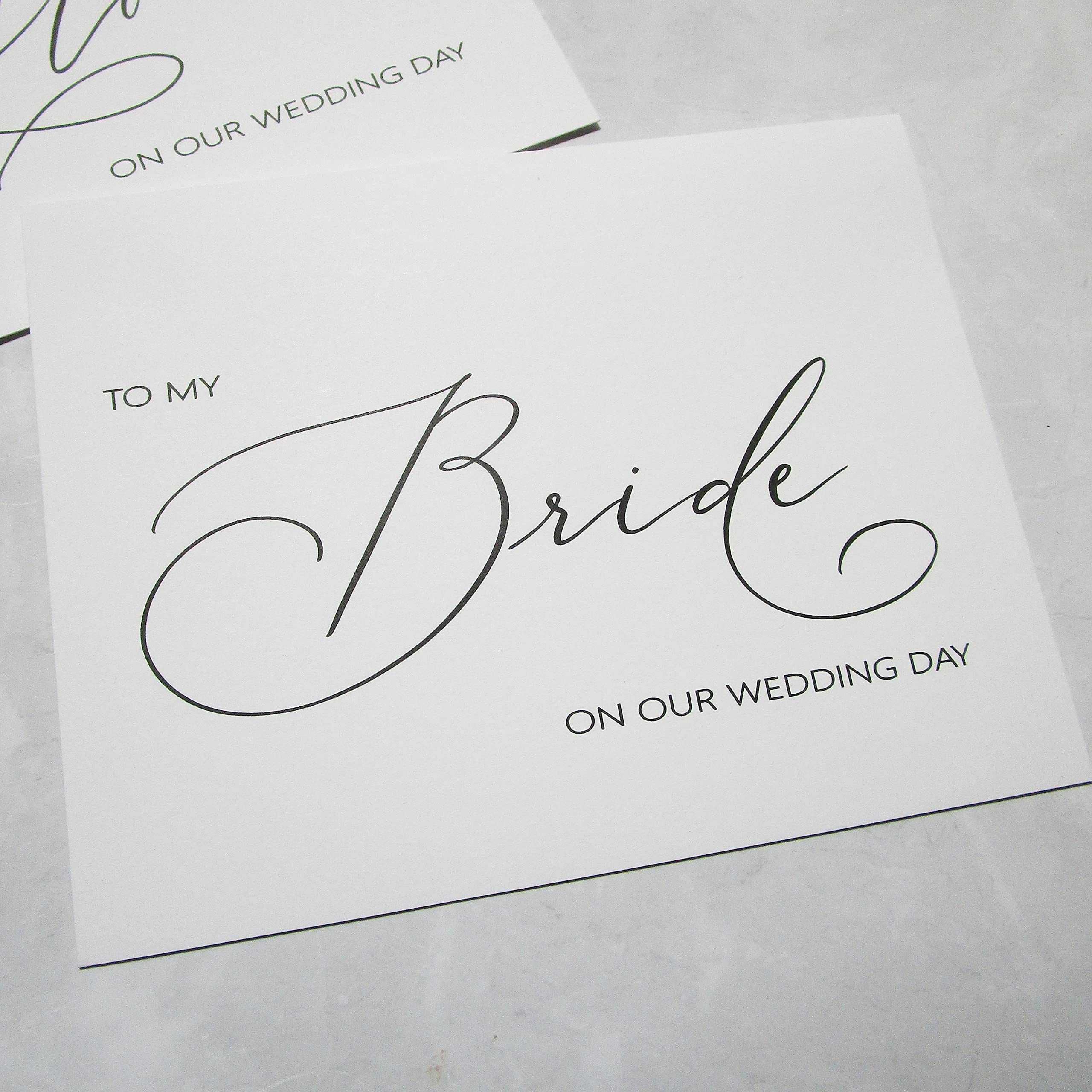 Set of 2 Wedding Day Cards with Shimmer Envelopes, To My Bride on our Wedding Day Card, To My Groom on our Wedding Day Card