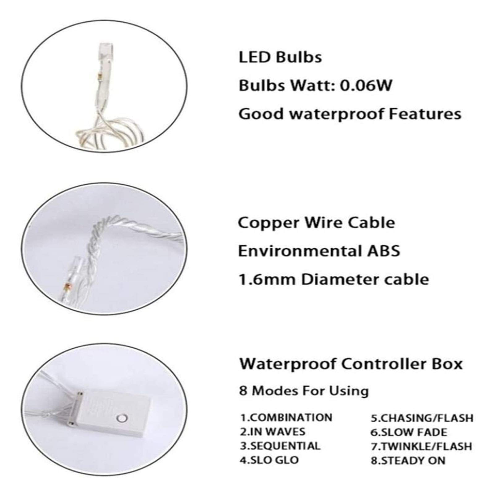 LIUPENGWEI Fairy String Lights,LED Rope Lights with 8 Lighting Modes, Perfect for Home, Garden, Bedroom, Christmas, Wedding, Party Decoration Lamp Garden Ghost Light