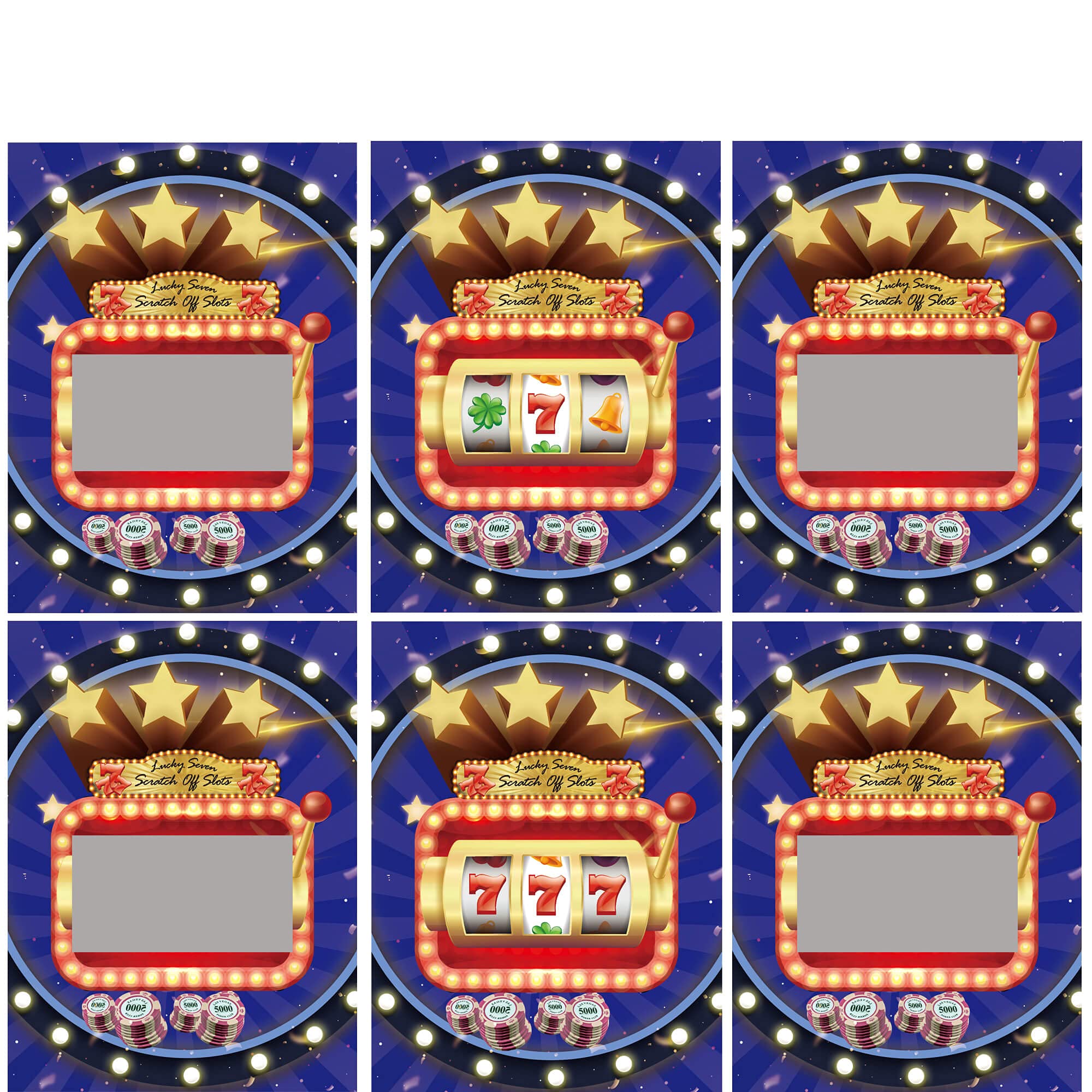 juccybe Casino Games Scratch Off Gambling Cards for Fun Vegas Casino Gambling Games Night Party Supplies, 30 Pack Slot Machine Theme Designed Cards Including 4 Winning 777 Game Cards