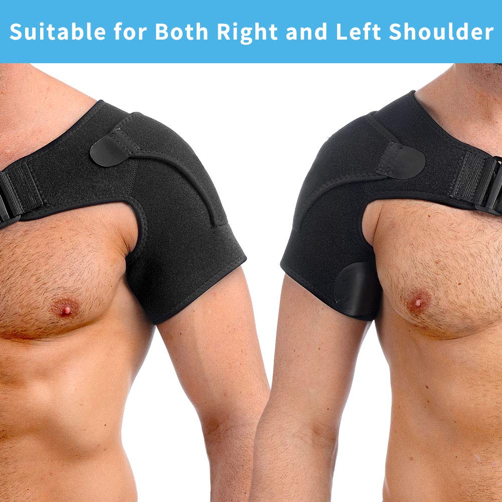 Anoopsyche Adjustable Shoulder Brace for Right and Left, Neoprene Rotator Cuff Support Compatible with Hot/Cold Pad, Dislocated AC Joint, Frozen Shoulder, Sprain, Soreness, Tendinitis
