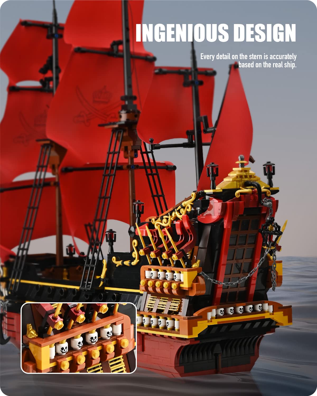 Nifeliz Queen Pirate Ship, Large Pirate Ship Building Block Kit, Creative Model Set and Assembly Toy for Adults (3,694 Pieces)