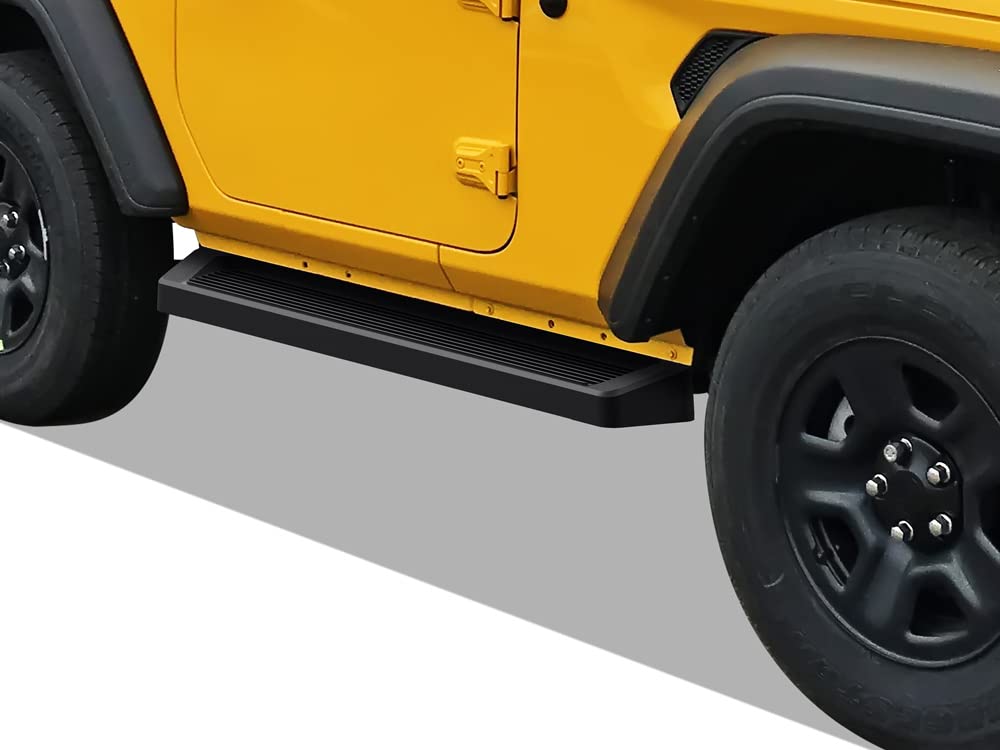 APS Running Boards (Nerf Bars Side Steps Bars) Compatible with Jeep Wrangler JL 2018-2024 2-Door (Factory sidesteps or Rock Rails Have to be Removed) (Black Powder Coated Running Board Style)