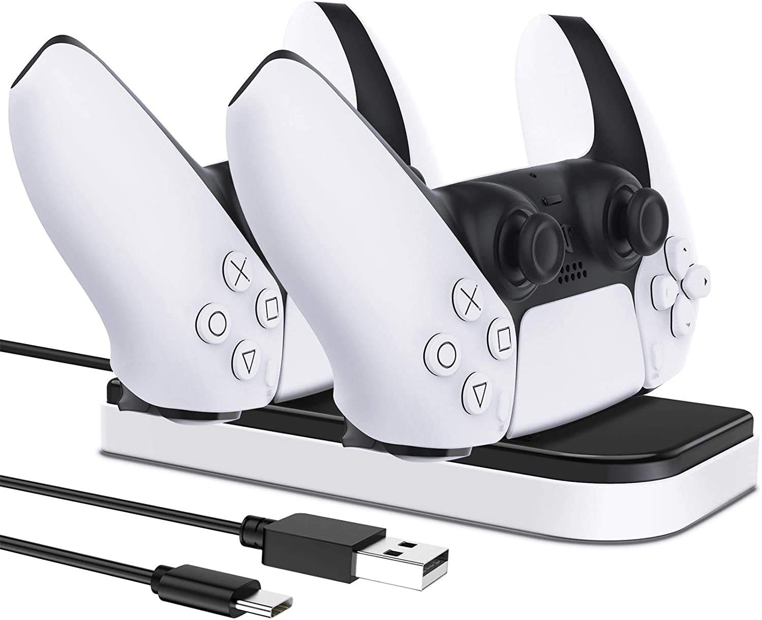 Arector PS5 Controller Charger Compatible for Playstation 5 Controller, Newest Version USB Charger Charging Docking Station Stand -White