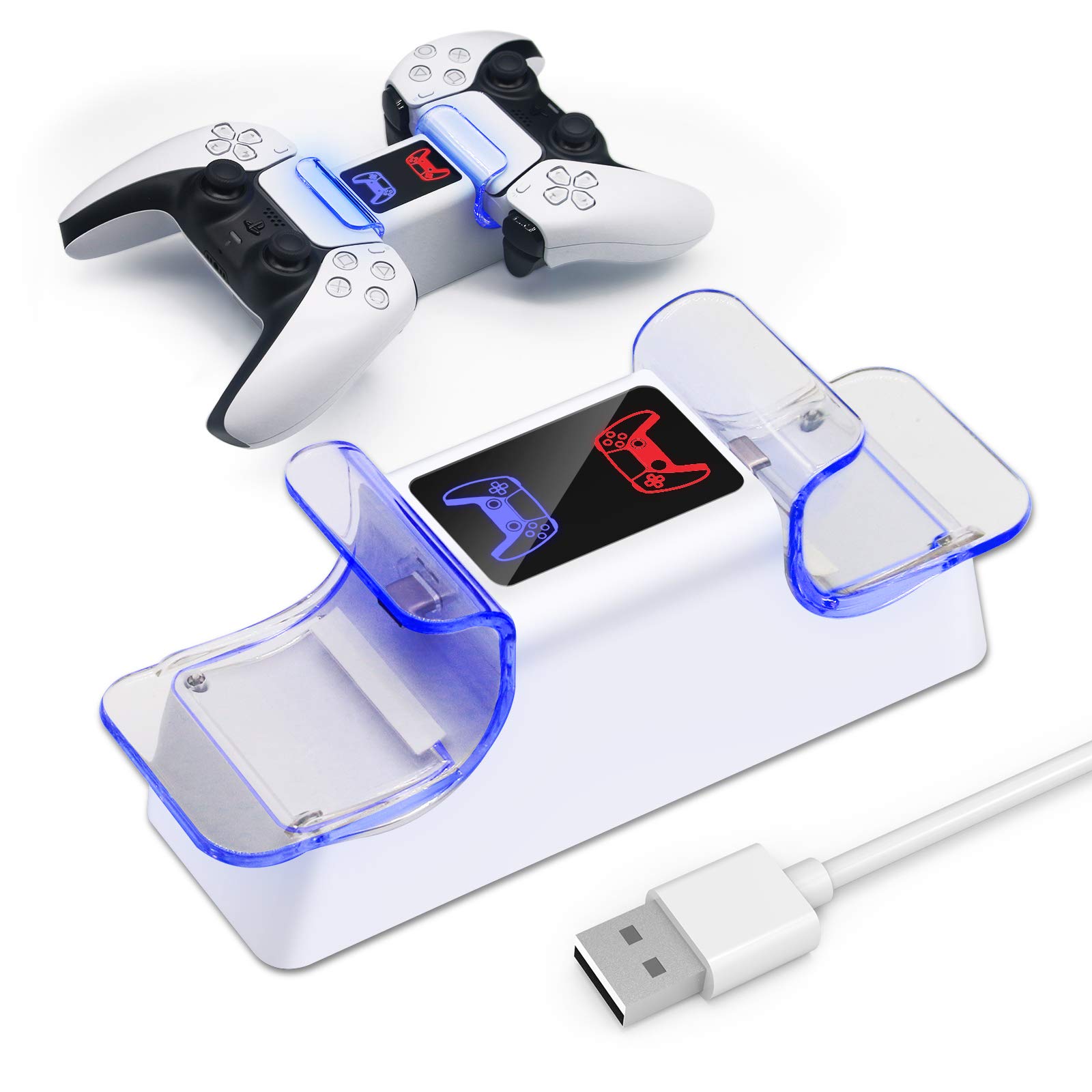 ASRANT Asrant 2021 Newest Ps5 Controller Charger Station, Dual Sense Ps5 Charging Dock with LED Indicator for Sony Dual Playstation 5 Controller, Safety Chip Protection, Dual USB Type C Fast Charging