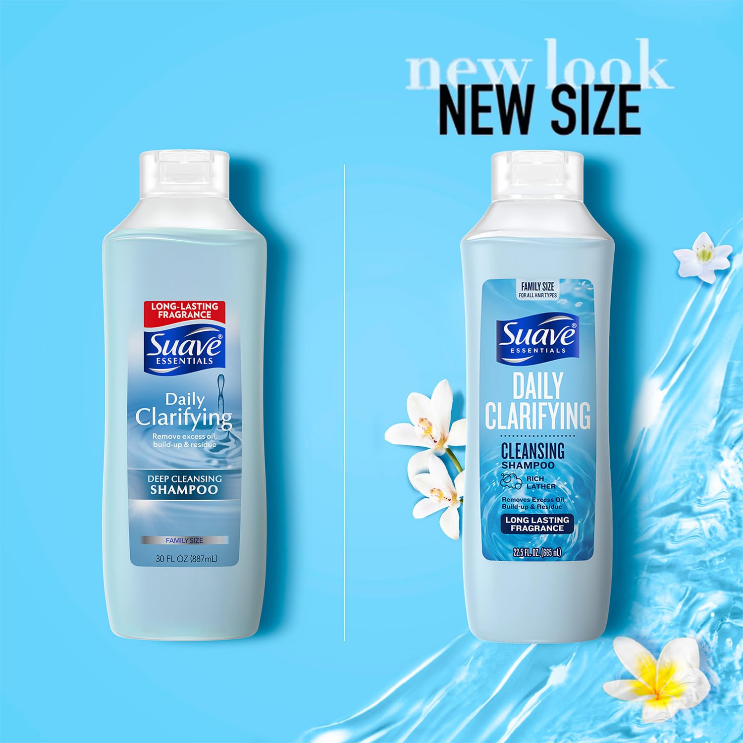 Suave Clarifying Shampoo, Family-Size 3-Pack β pH-Balanced & Hypoallergenic Daily Deep Cleansing Shampoo for Normal to Oily Hair, 22.5 Oz Ea