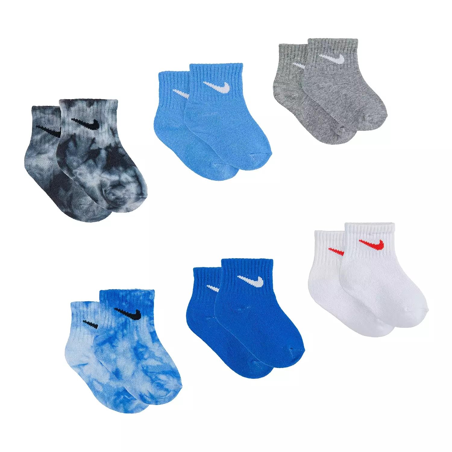 Nike Toddler Baby Boy Socks White/Blue 6 Pairs, Size 6-12 Months