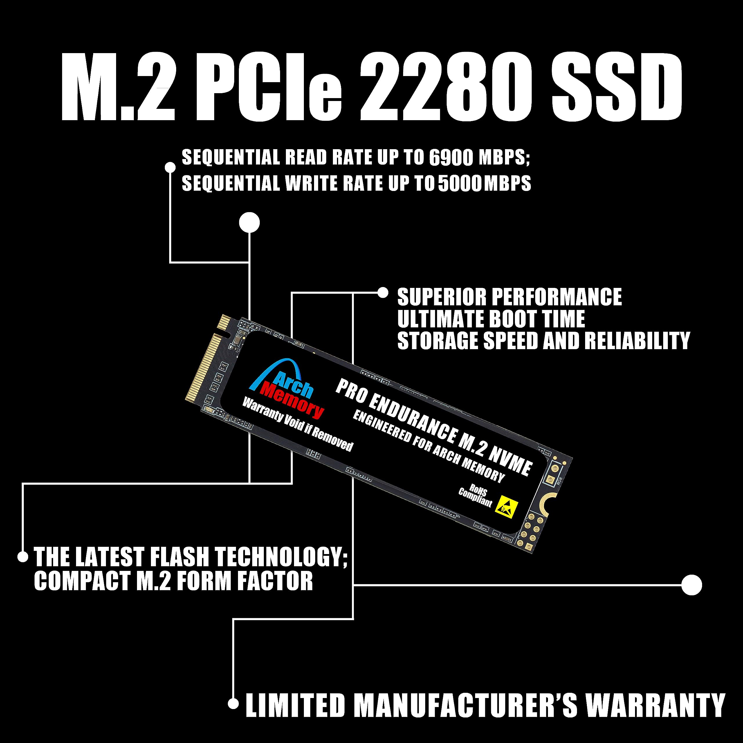 Arch Memory Pro Series Upgrade for Asus 512GB M.2 2280 PCIe (4.0 x4) NVMe Solid State Drive for ROG Crosshair VI Hero