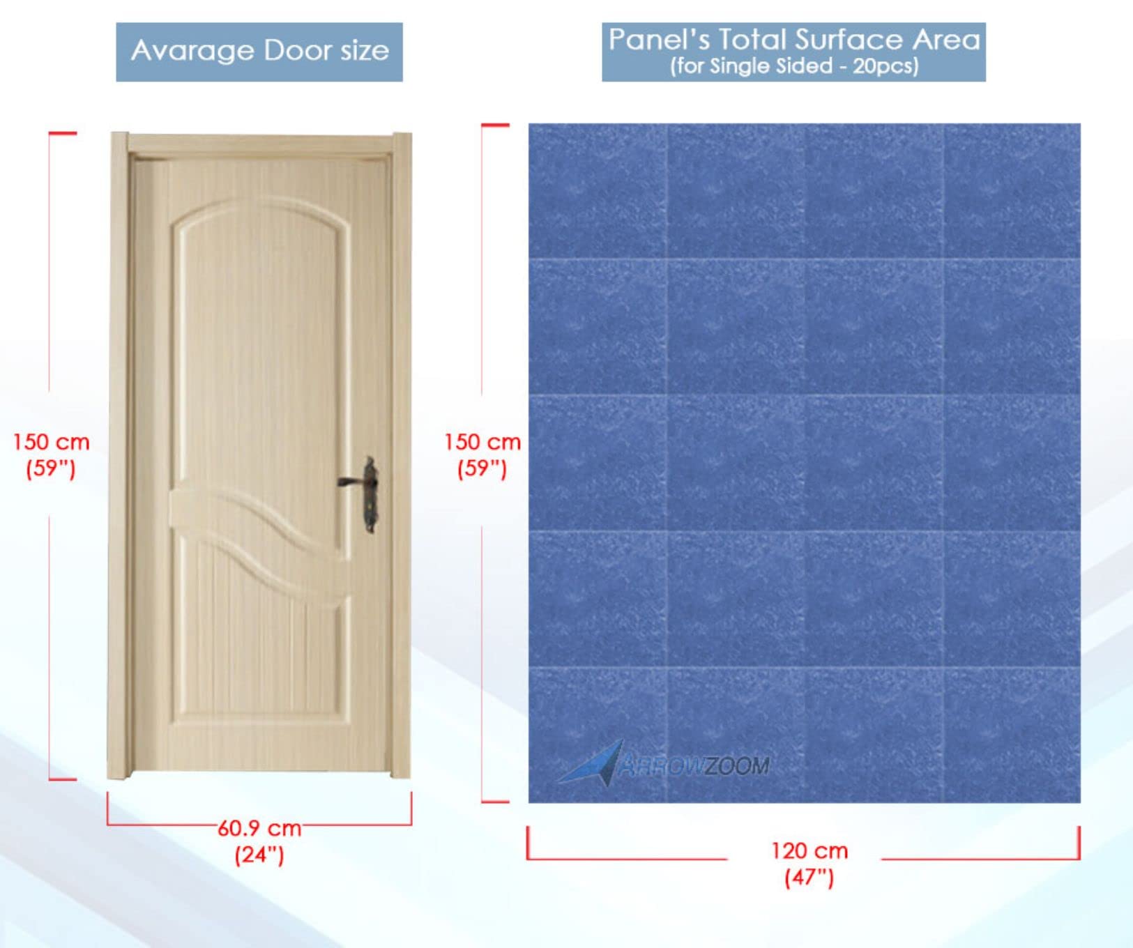 Arrowzoom GRAY Single Side-20 Pieces Polyester Foam Panels Acoustic Insulation Soundproofing 12 x 12in NRC 0.9 High Density Beveled Edge Recording Studio Podcast Sound Absorbing Tiles Man Cave 1184