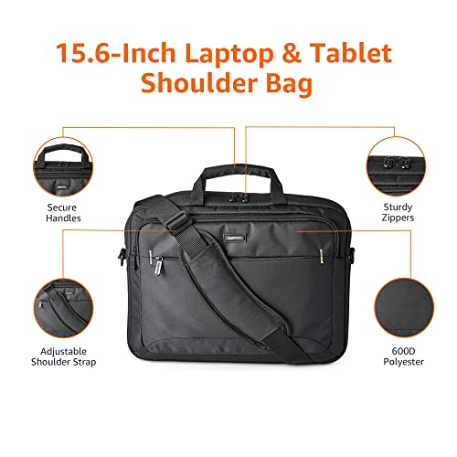 Amazon Basics 15.6-Inch Laptop and Tablet Shoulder Bag, Black - Pack of 10