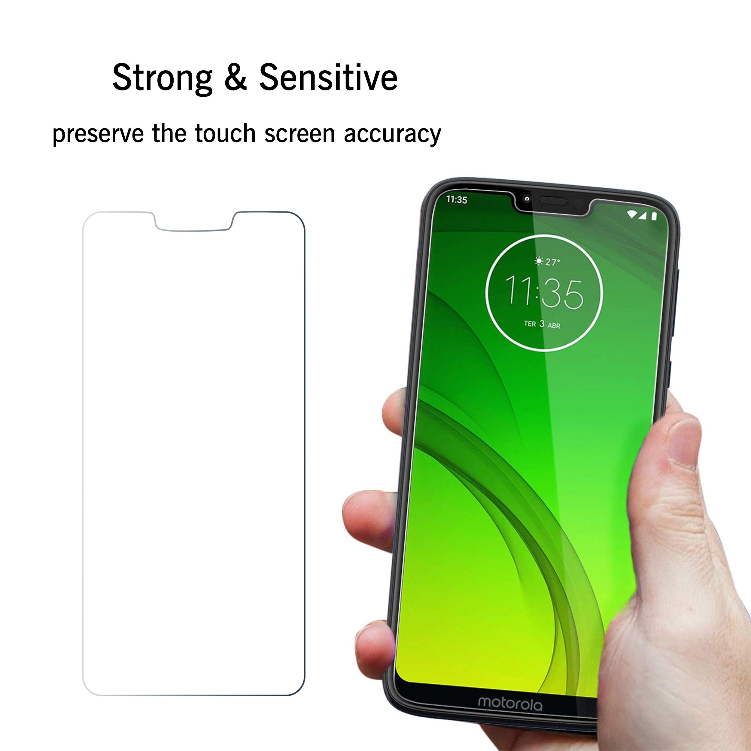 Ailun Screen Protector for Moto G7 Power 3 Pack 9H Hardness Tempered Glass Screen Protector for Motorola Moto G7 Power Bubble Free Anti Scratch Oil Stain Coating Case Friendly