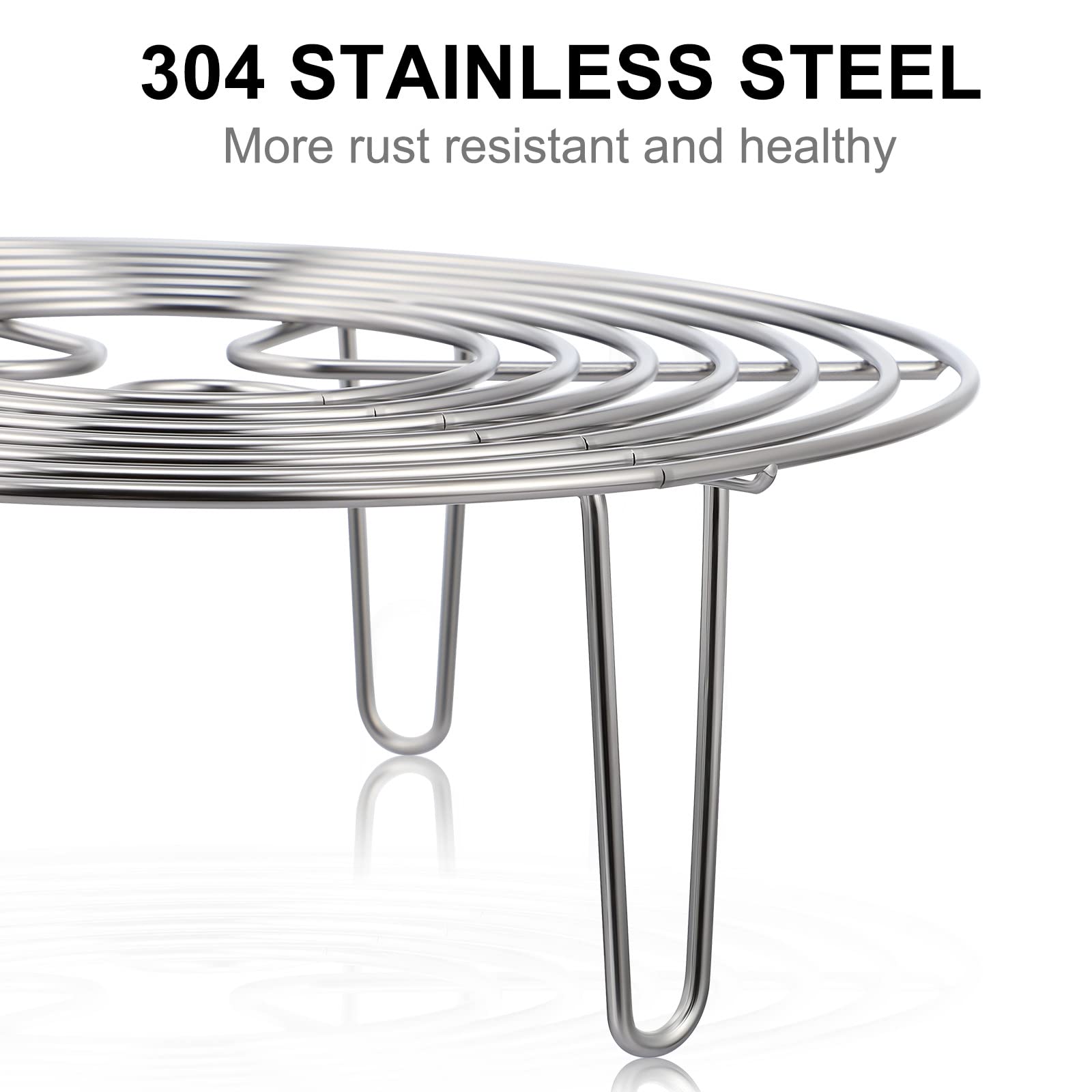 Cabilock Stainless Steel Steamer Rack Round Cooling Rack Microwave Tray Microwave Plate Stacker Cooking Supplies for Steaming Bacon Snacks (20 * 7cm)