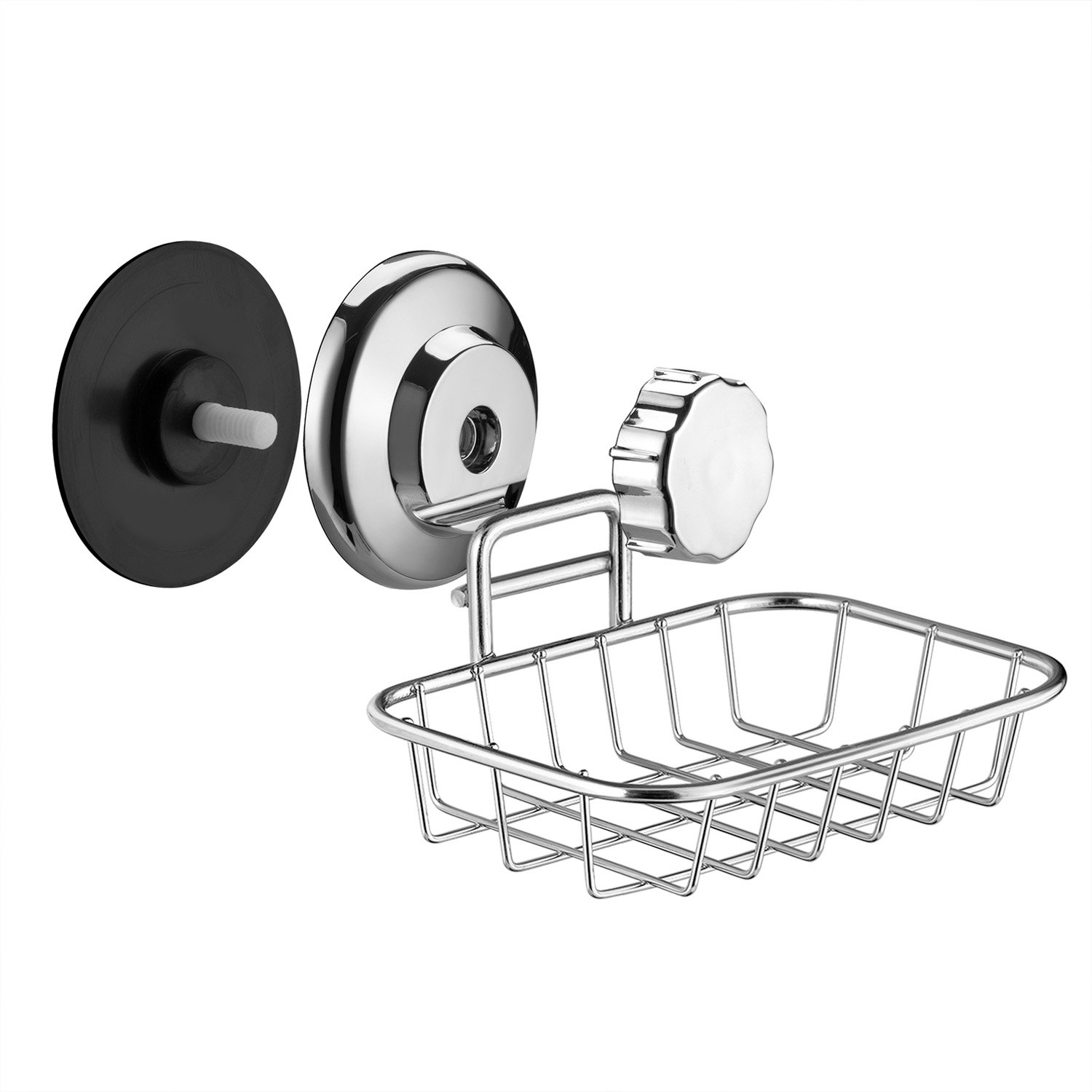 ARCCI Bar Soap Holder for Shower Wall, Stainless Steel Strong Vacuum Suction Cup Shower Soap Dish, Rustproof Wall Mouted Square Soap Sponge Holder Tray for Bathroom & Kitchen Sink