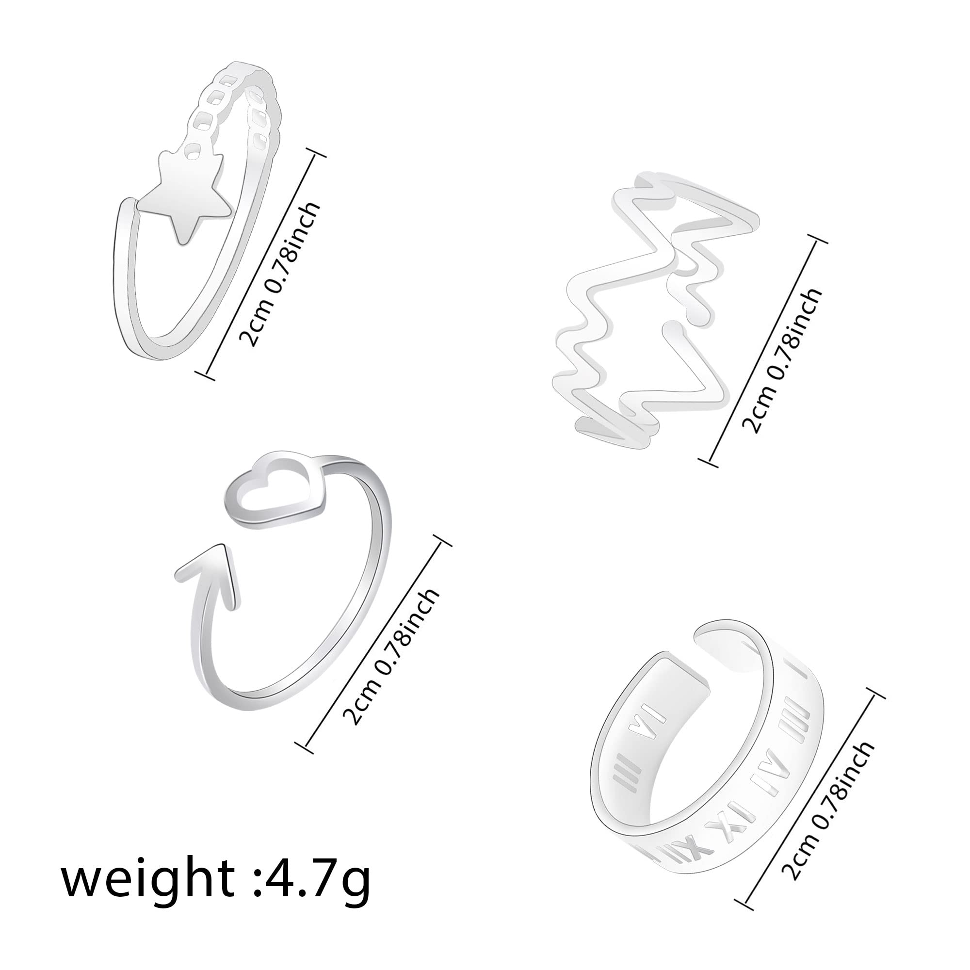 Bifriend Stackable Finger Rings for Women Girls Knuckle Rings Set Gold Black Silver 925 Stacking Rings Set BOHO Butterfly Crown Rings (4 PCS)
