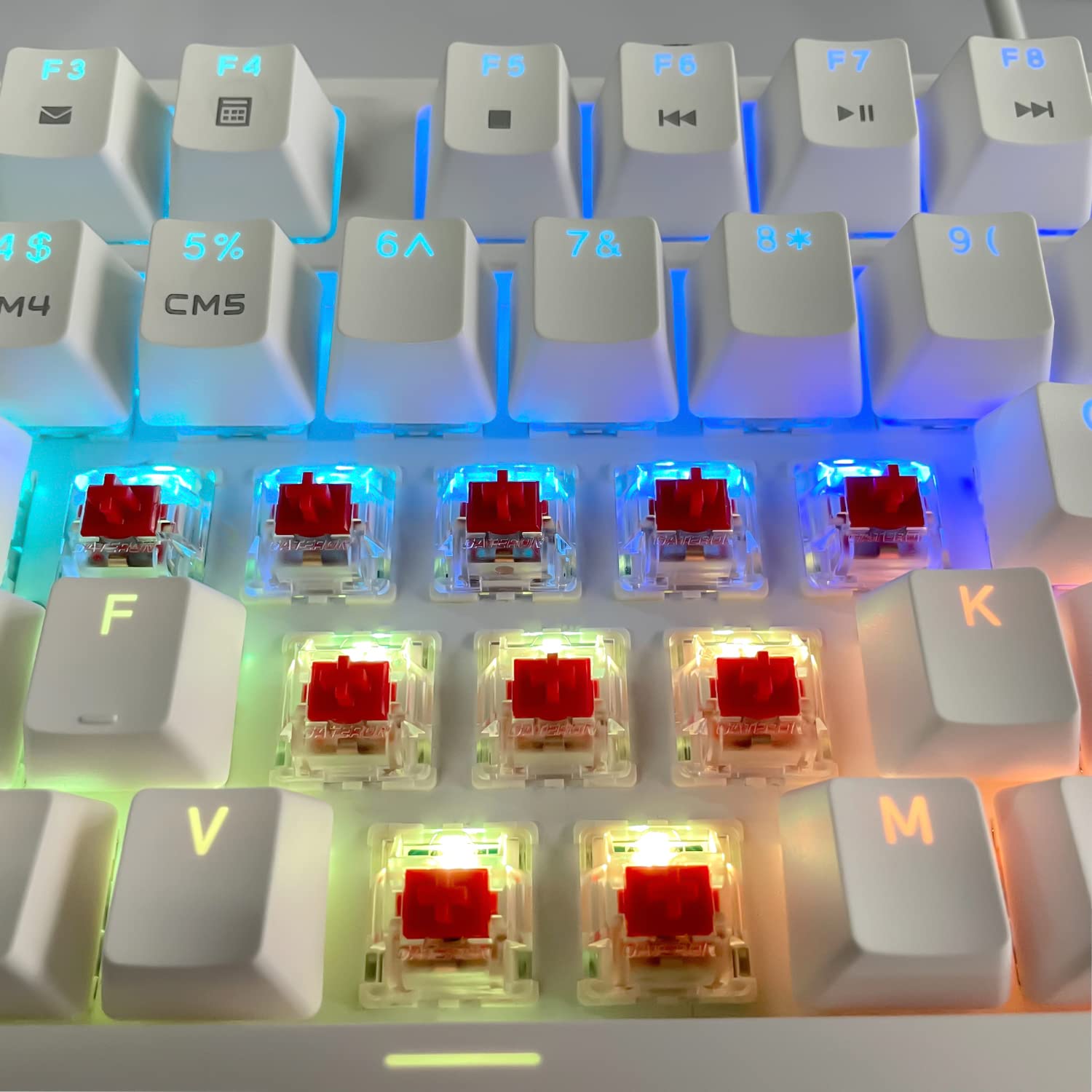 kutethy Gateron G Red Pro Switches Pre-lubed 3pin RGB SMD Linear for Gaming Mechanical Keyboard (72 Pcs, Red)