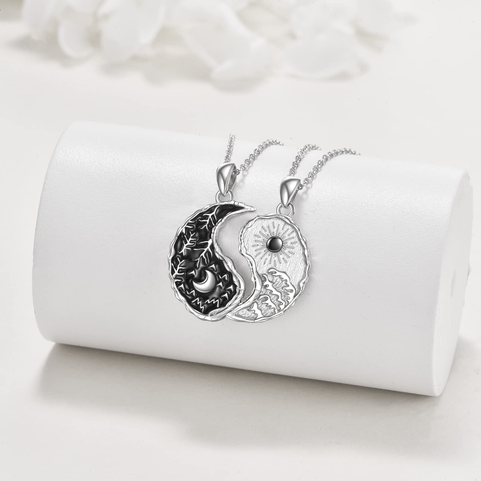 AXELUNA Yin Yang Necklace Sterling Silver Matching Couples Friendship Necklace Jewelry For Women Men Gift