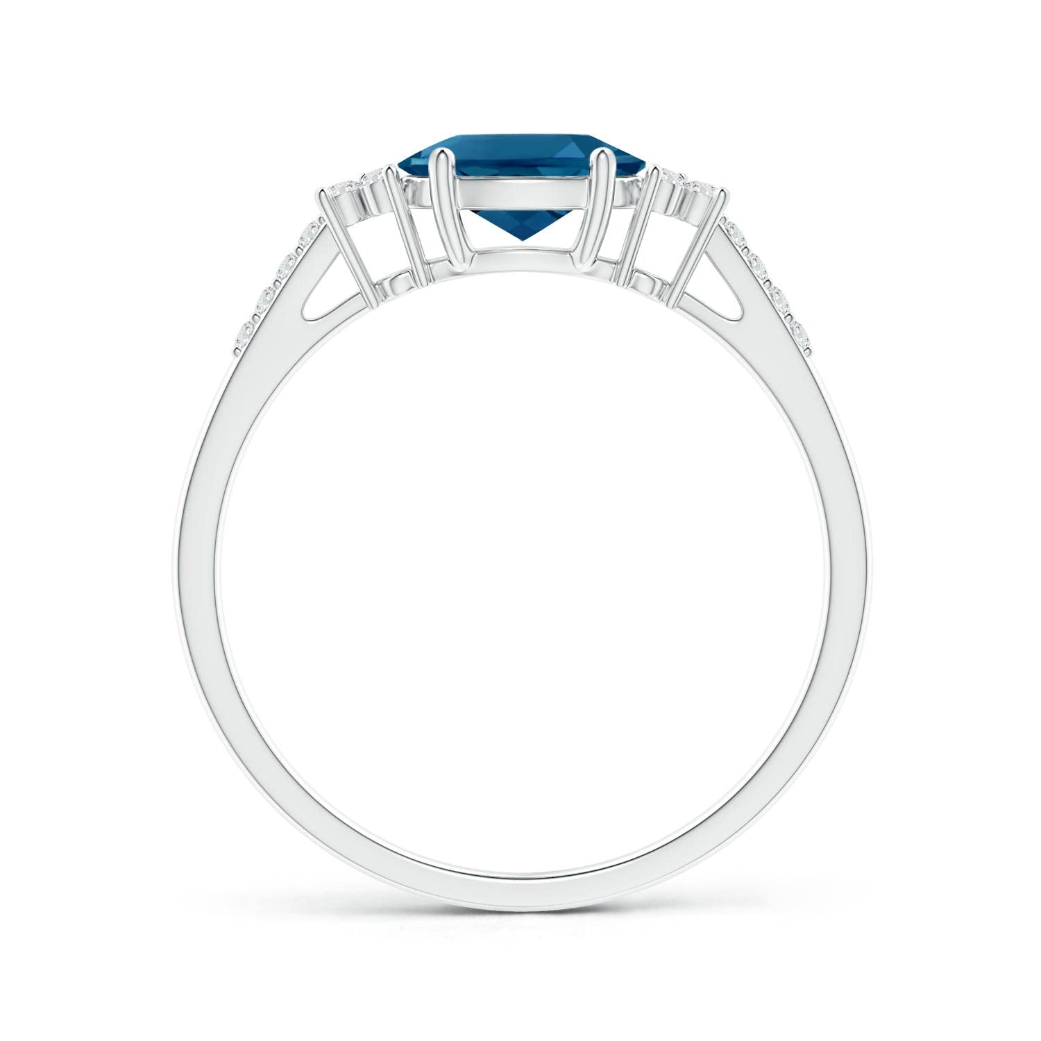 Angara London Blue Topaz Ring with Diamonds in sterling-silver (7x5mm) Size 7