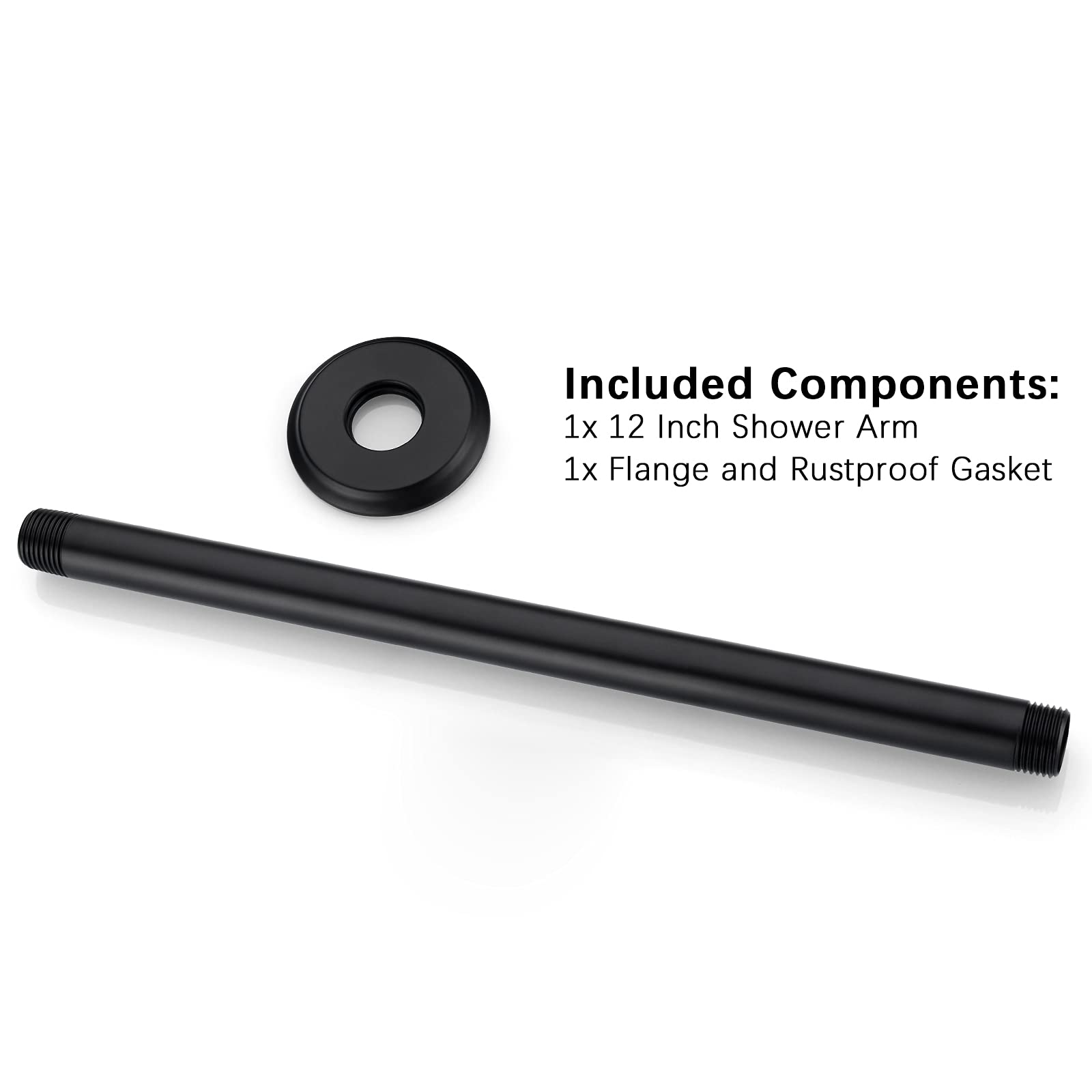 Anpean 12 Inch Shower Arm and Flange Matte Black, Ceiling Mounted Shower Arm for Rain Shower Head