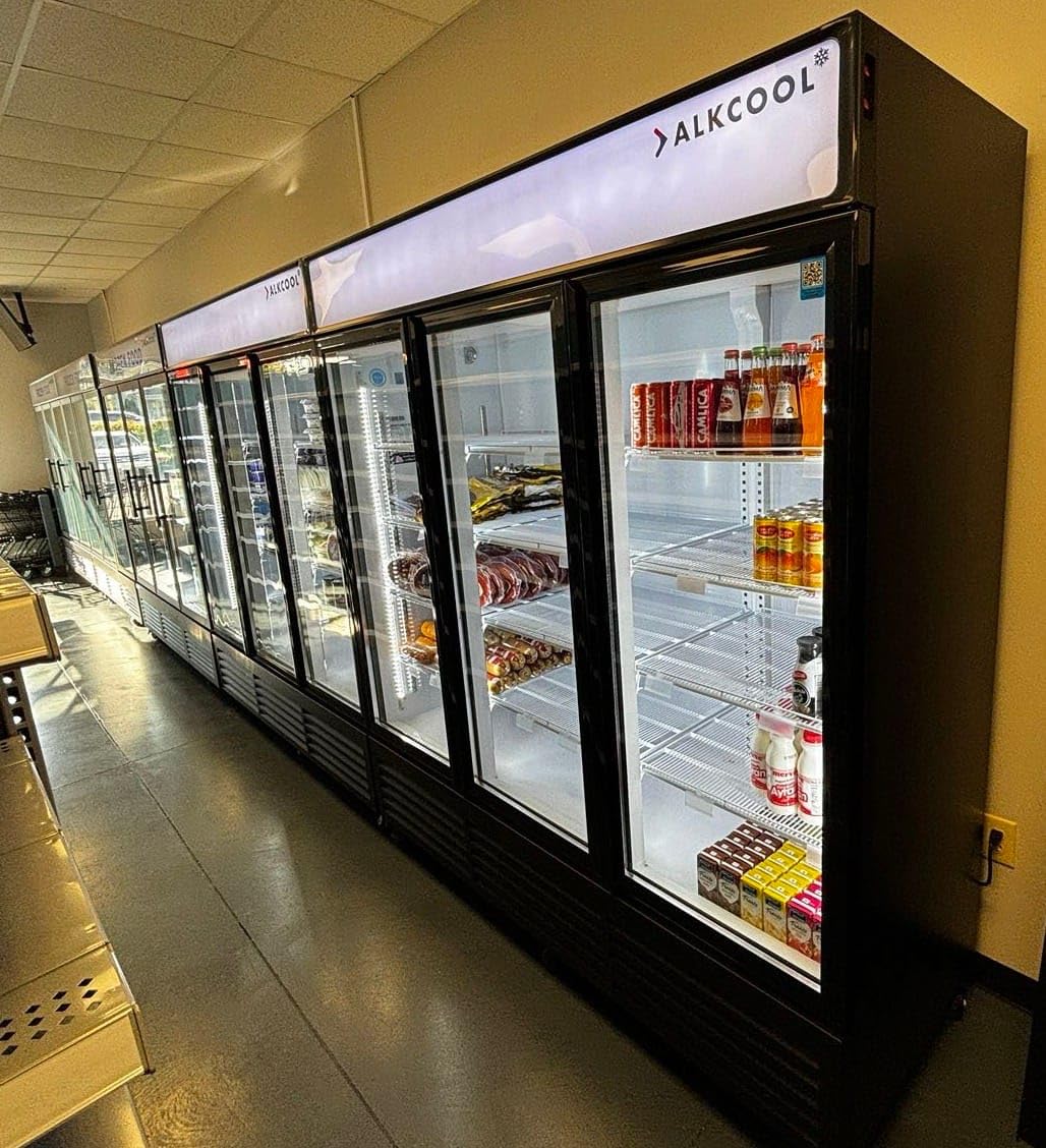 Commercial Beverage Refrigerator Display Fridge,63.5 Cu Ft Three Glass Door Upright Merchandiser Drink Cooler with LED Light Adjustable Shelves,ETL and NSF Approval,Grey