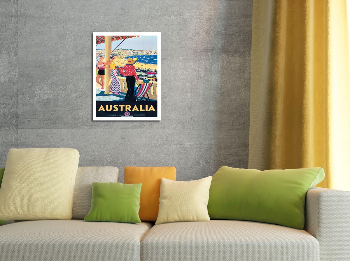 Australia - Bondi Beach New South Wales - Vintage Travel Poster by Percy Trompf c.1929 - Master Art Print (Unframed) 9in x 12in