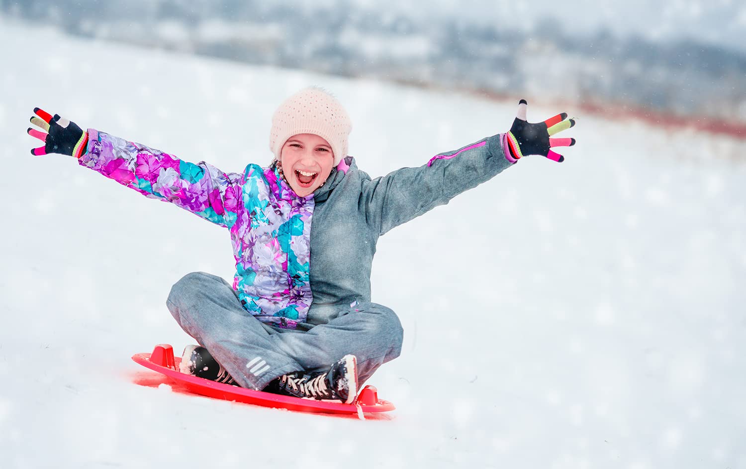 Avalanche Brands | 25" Downhill Saucer Snow Sled | Red | Durable Handles & Safe for All Ages