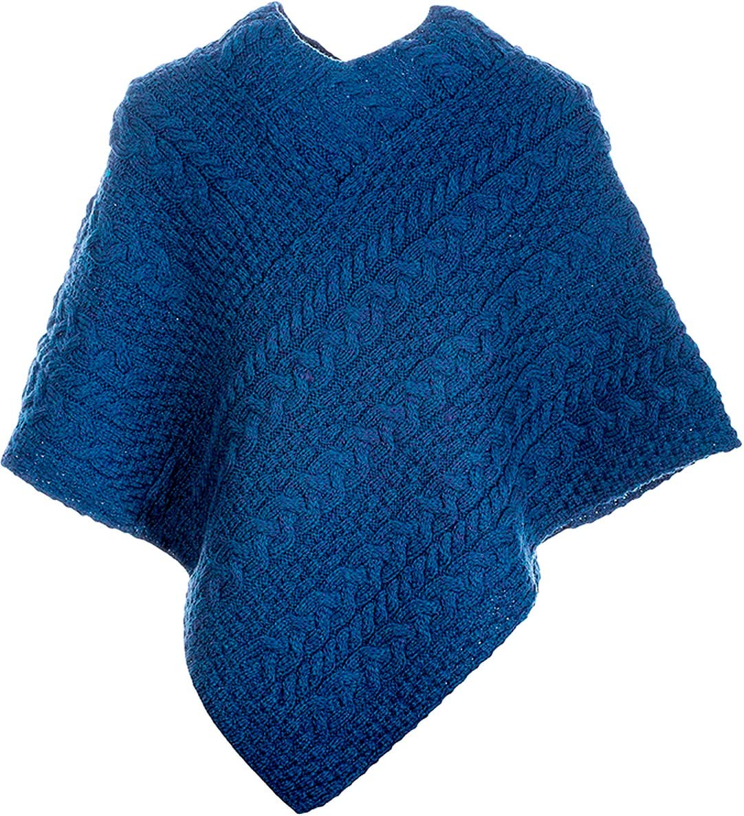Aran Woollen Mills Irish 100% Merino Wool Poncho for Women Made in Ireland (Army Merino)