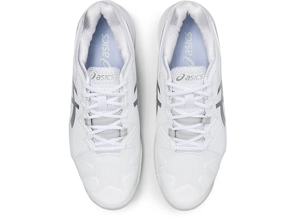 ASICS Men's Gel-Resolution 8 Tennis Shoes, 9, White/Pure Silver