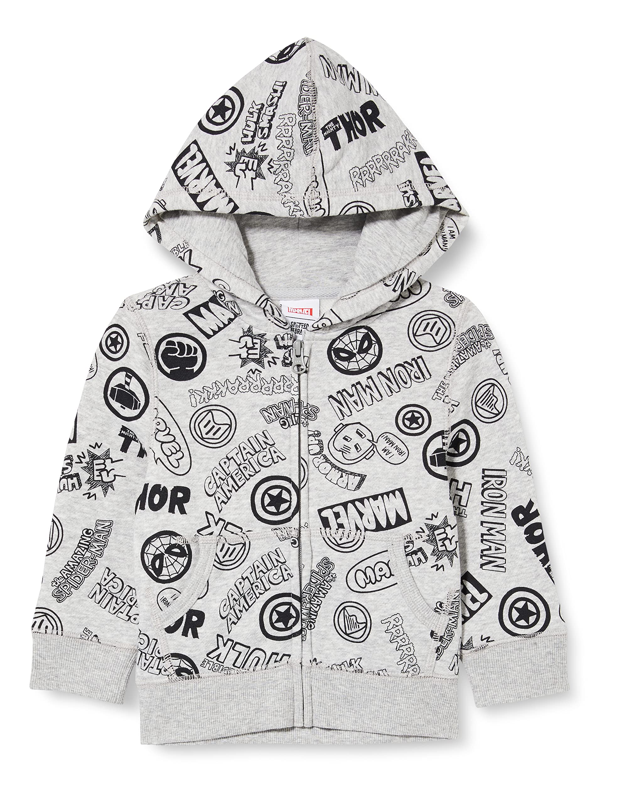 Amazon Essentials Disney | Marvel | Star Wars Boys' Fleece Zip-Up Hoodie Sweatshirts (Previously Spotted Zebra), Red/Black, Mickey/Color Block, Small