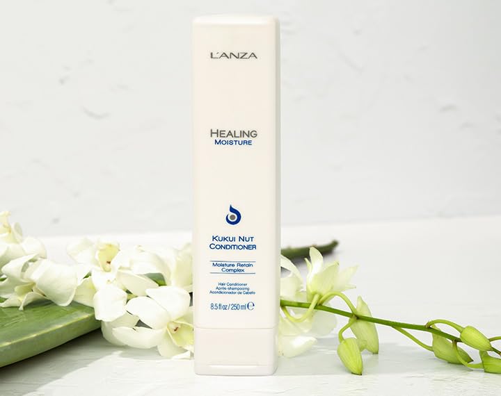 L'ANZA Healing Moisture Kukui Nut Conditioner, Renews Strength, Replenishes Moisture, for a Perfect Silky Look,Suitable for All Hair Types (8.5 Fl Oz)