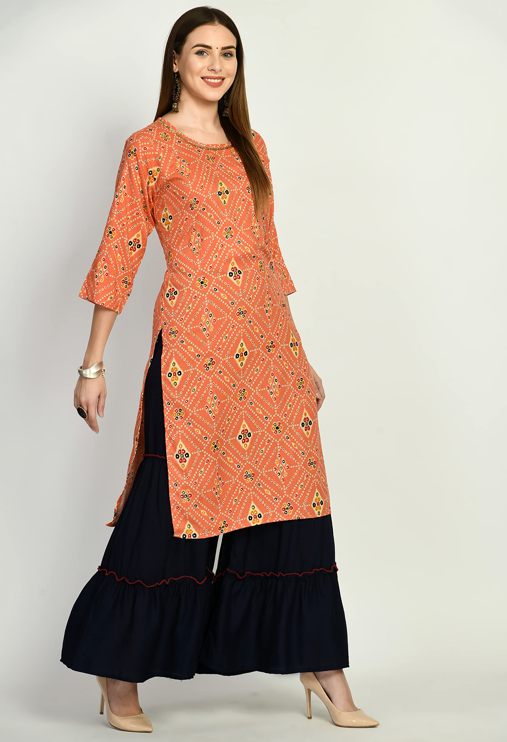 AnjuShree Choice Women Indian Top Rayon Kurti Skirtset for women Tunic top