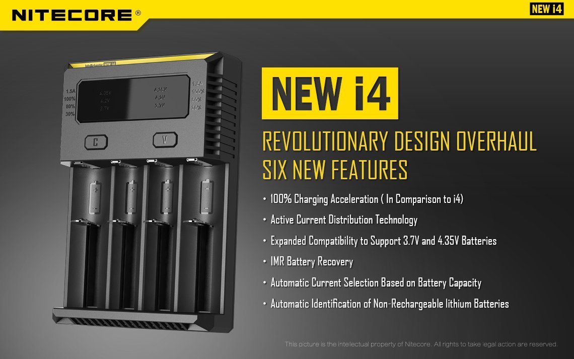 Nitecore New i4 2016 Intellicharger Smart Battery Charger for Li-ion IMR Ni-MH NiCd