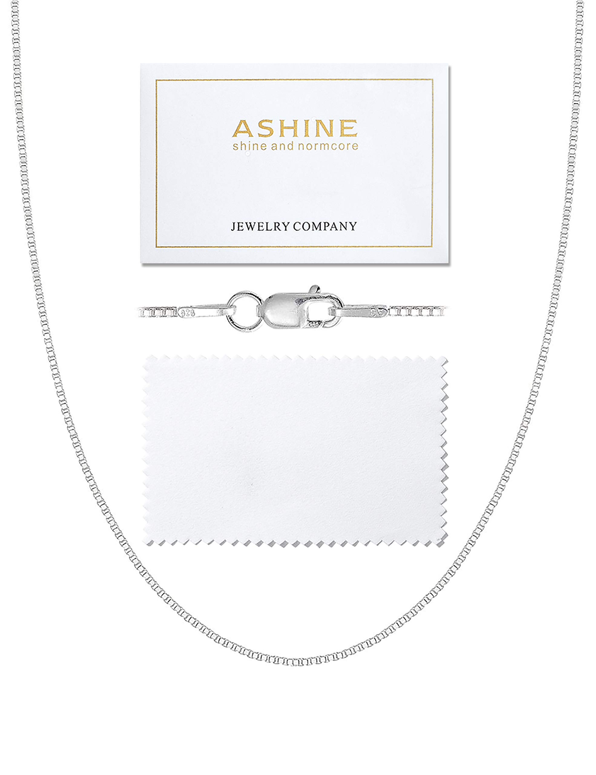 ASHINE Silver Chain Necklace for Women Sterling Silver Necklace Extender (1mm Box Chain Lobster Clasp 20 Inches)