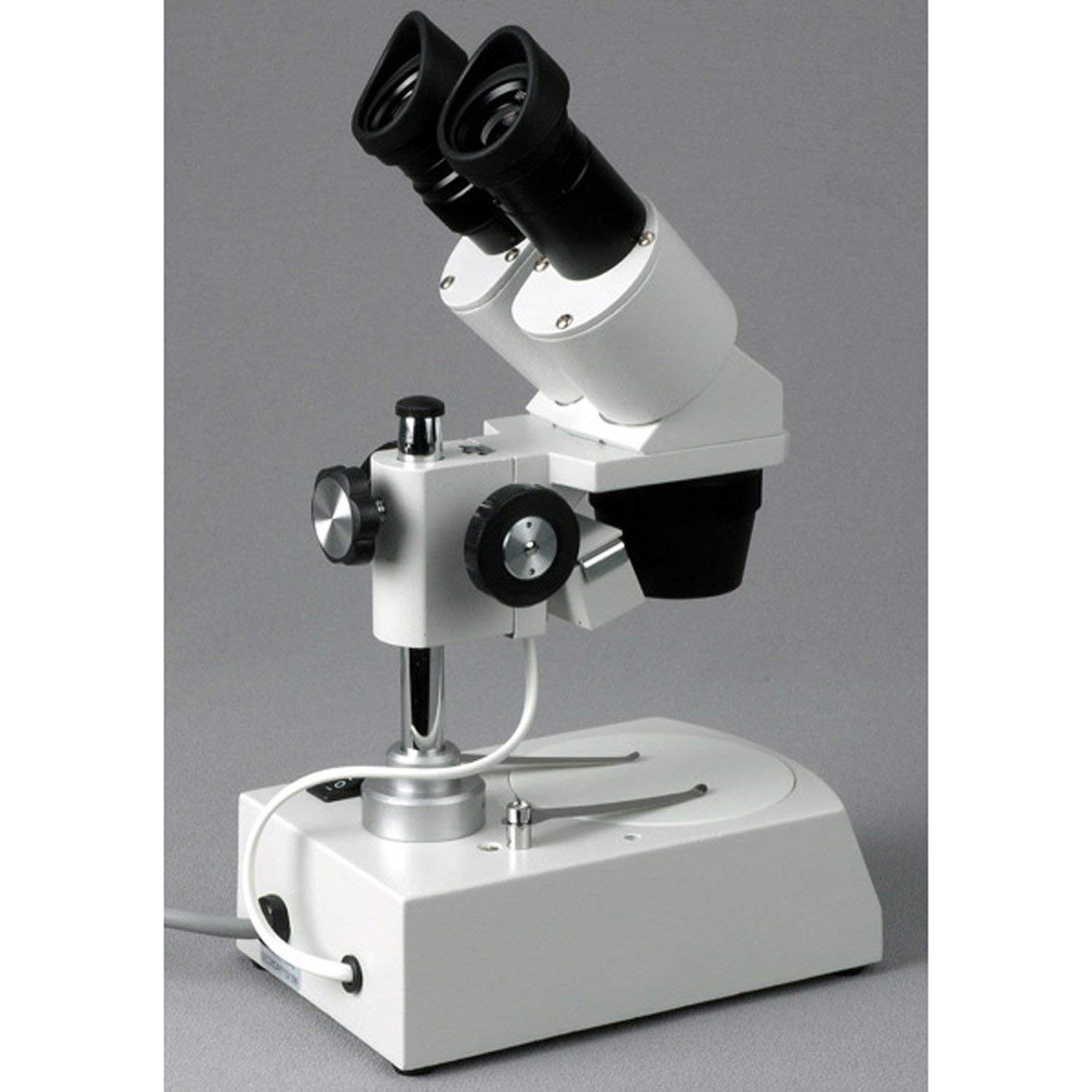 AmScope SE306-PZ-M Digital Binocular Stereo Microscope, WF10x and WF20x Eyepieces, 20X/40X/80X Magnification, 2X and 4X Objectives, Upper and Lower Halogen Lighting, Reversible Black/White Stage Plate, Pillar Stand, 120V, Includes 1.3MP Camera with Reduct