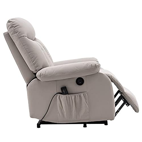 Angola AFLHYJK Electric Lift Function Recliner Massage Chair Silver White Comfortable&Durable Fabric PU Easy Adjustment Ultimate Relaxation