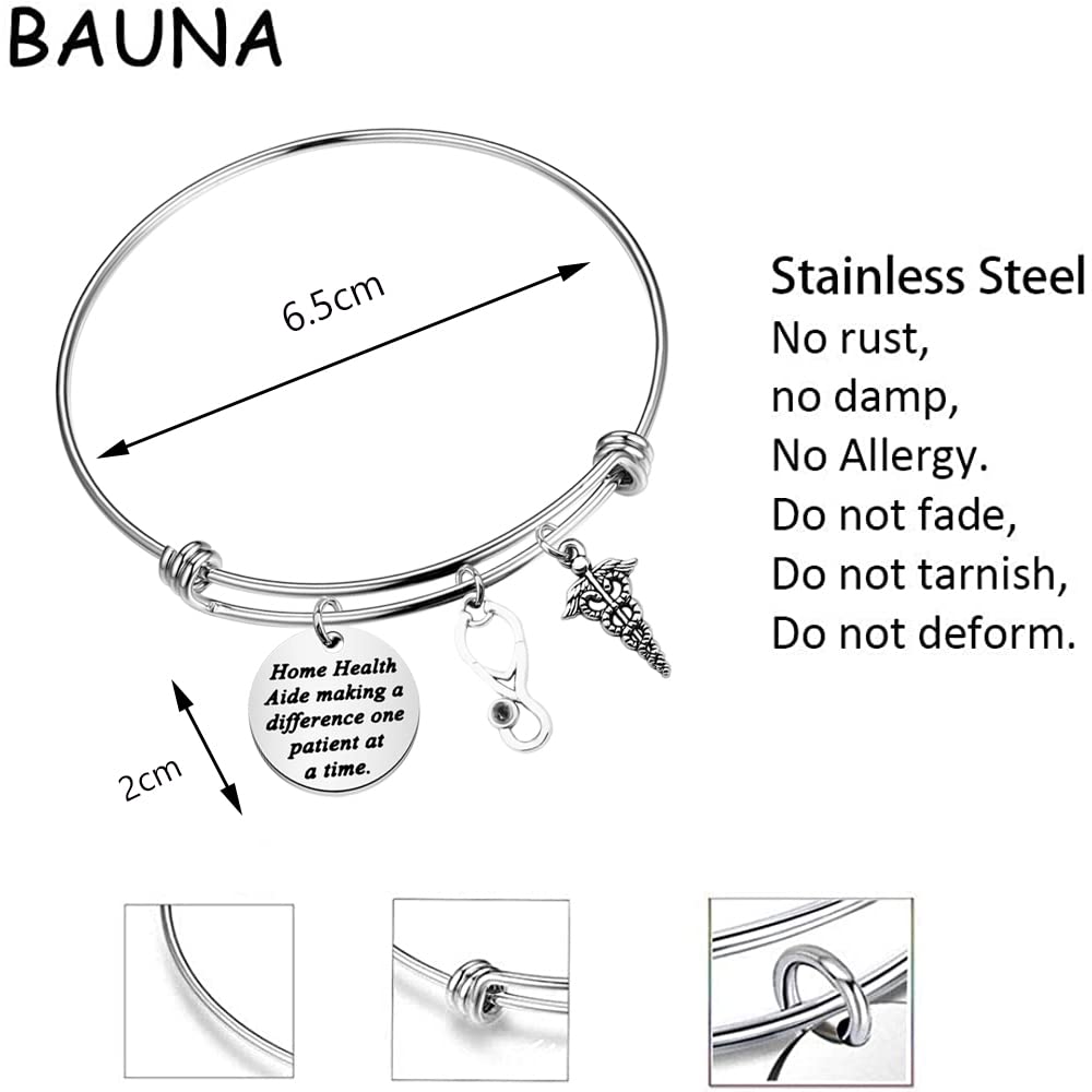BAUNA Home Health Aide Gifts Home Health Aide Stethoscope Keychain(Home Health Aide-bracelet)