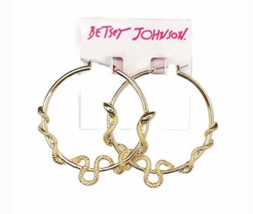 Betsey Johnson Golden Textured Slithering Garden Snake Hoop Earrings NWT Great Gift Idea