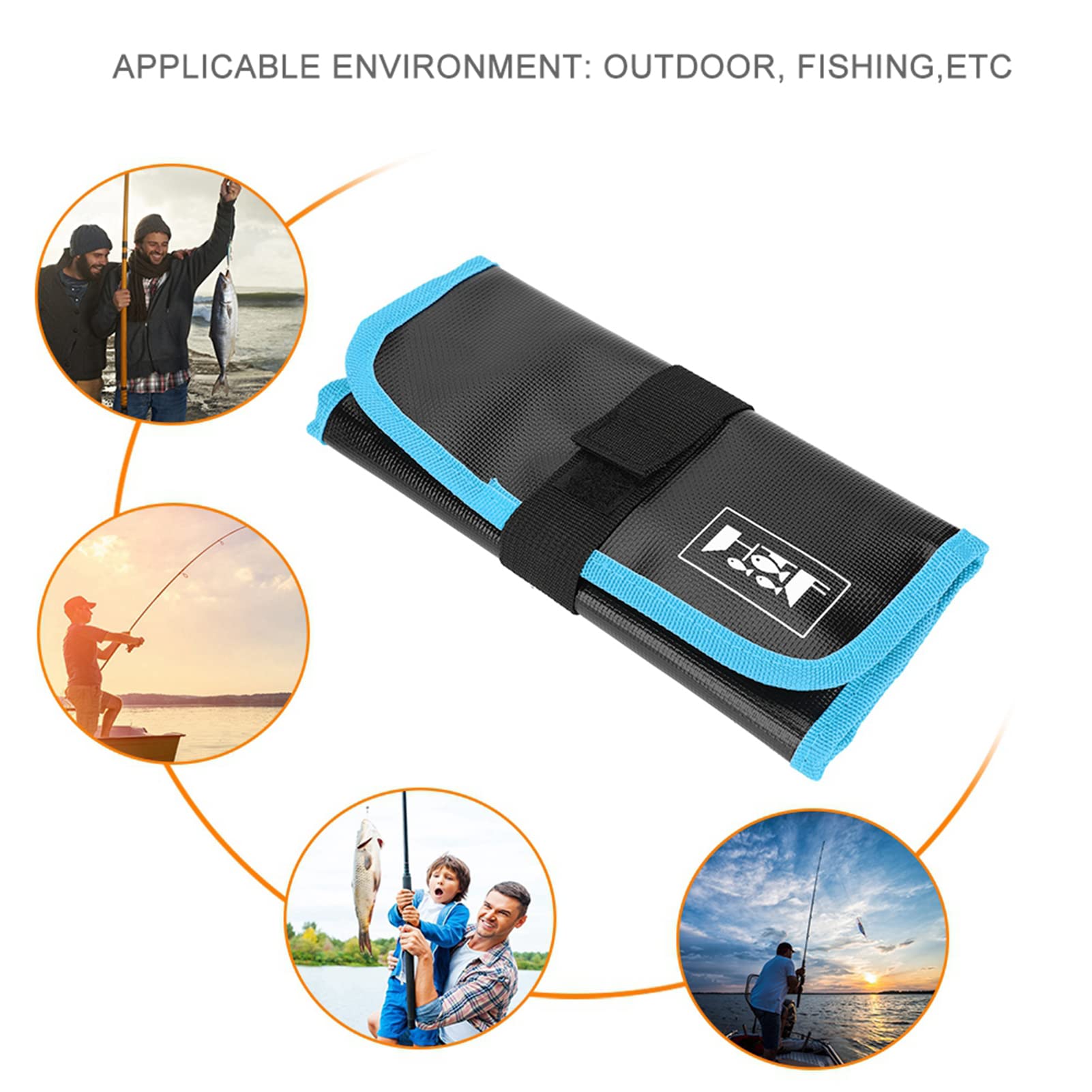 Alomejor Fishing Equipment Bag Waterproof Pockets Storage Spoons Baits Jigs Cast Lure Pouch for Outdoor Fishing(Blue)