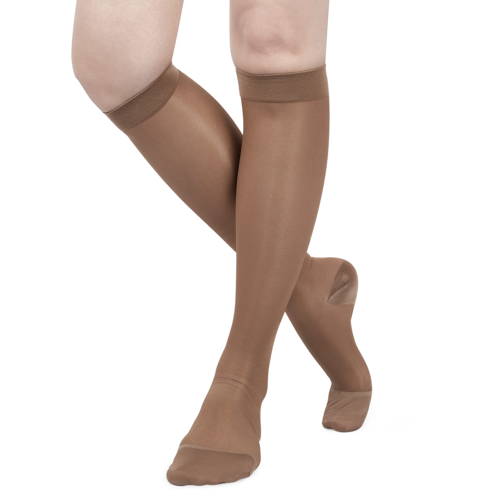 Athbavib Sheer Compression Stockings for Women, 15-20 mmHg Closed Toe Knee High Compression Socks for Swelling, Soreness