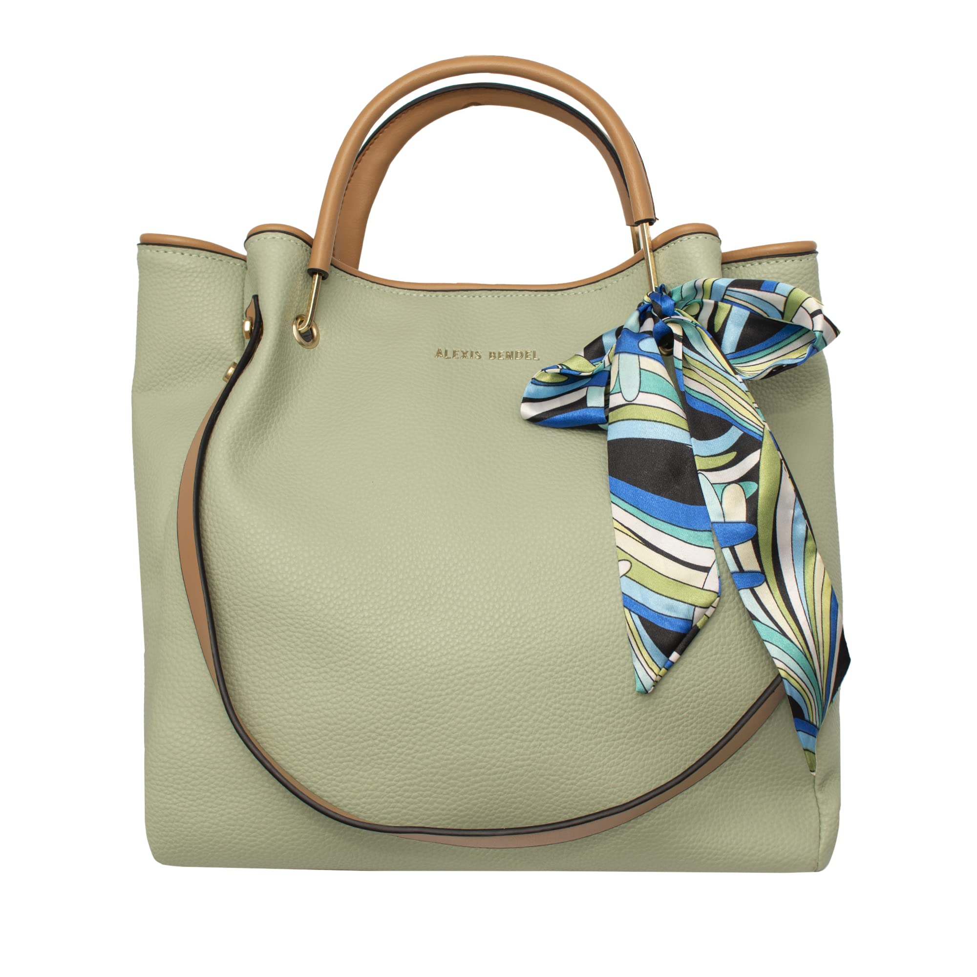 Alexis Bendel Women’s Vegan Leather Multi-style Shopper Tote Handbag W/Scarves