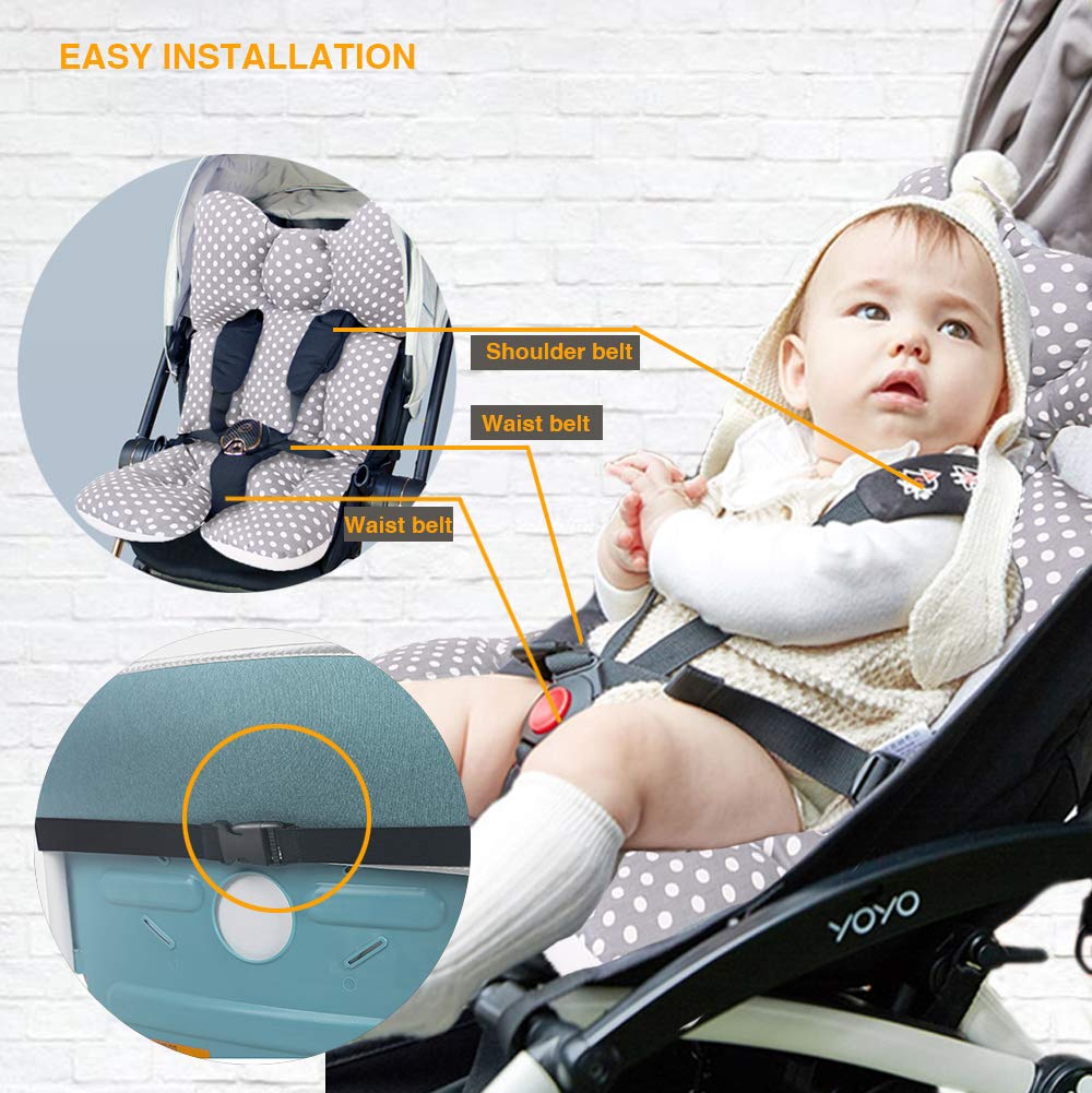 Baby Seat Pad Liner for Stroller, Breathable 3D Air Mesh Cotton Cushion Pad (Gray Point)