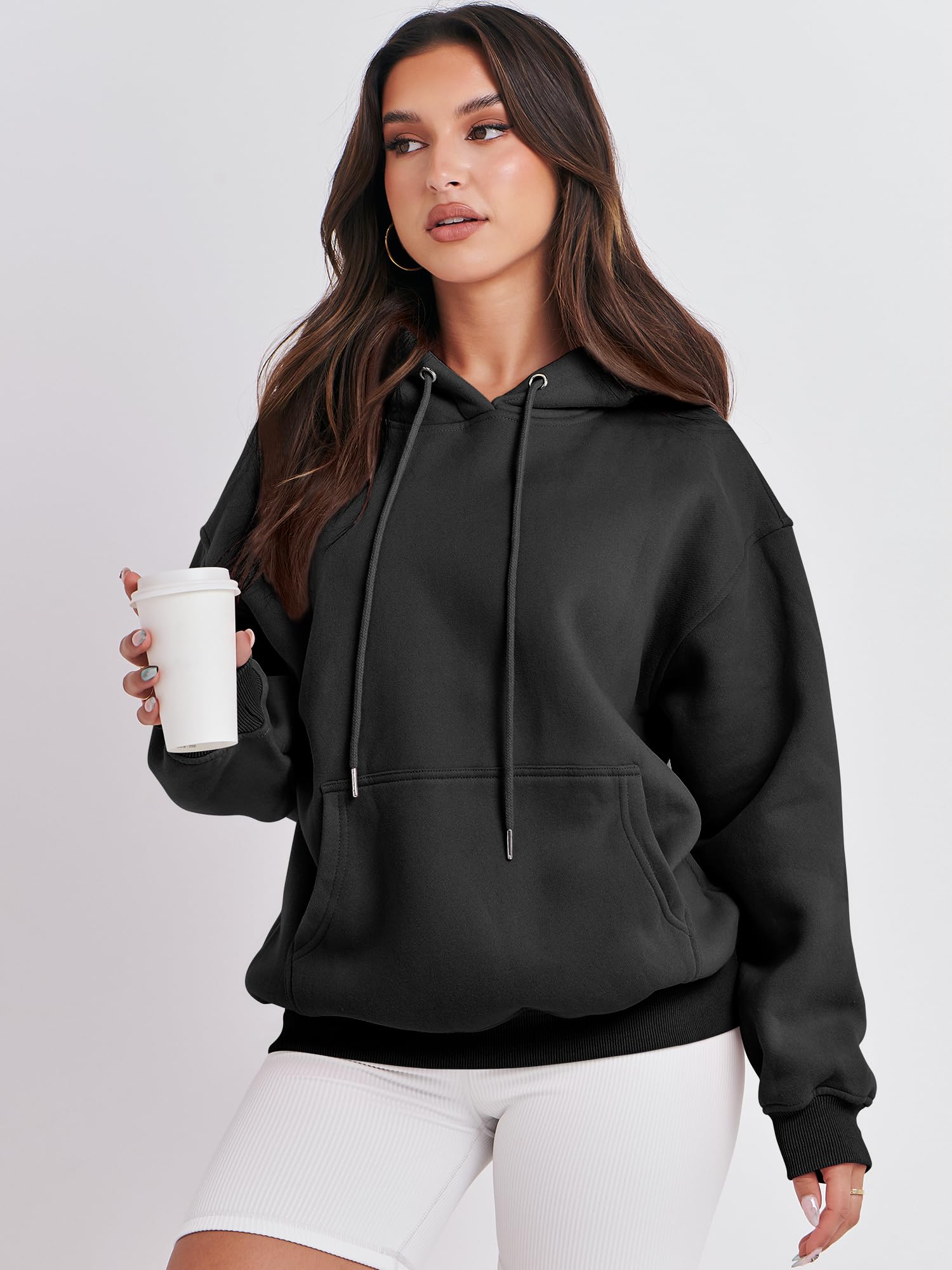 ANRABESS Women's Oversized Fleece Hoodies Basic Pullover Sweatshirt Fall Fashion 2024 Outfits Trendy Y2k Teens Preppy Clothes Black-M