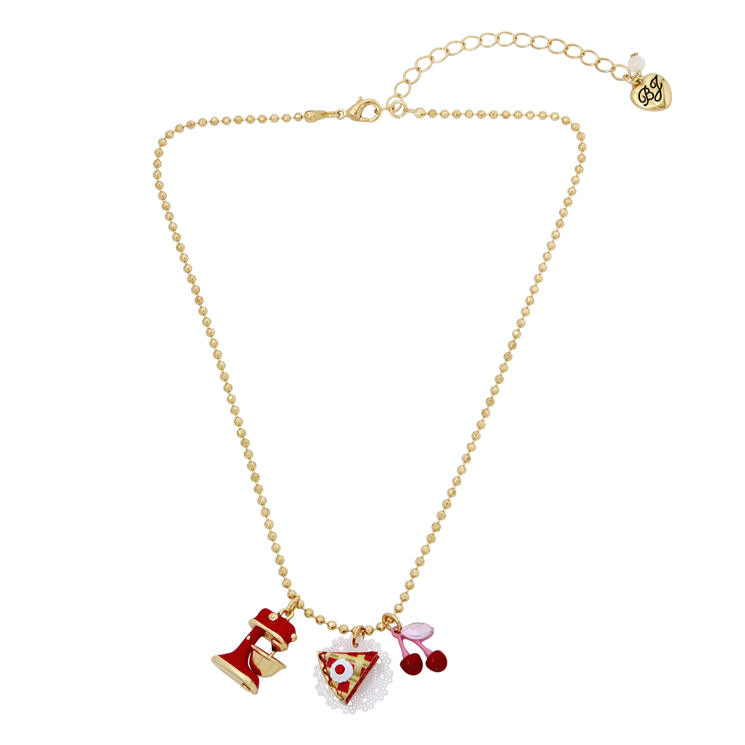 Betsey Johnson Cherry Pie Charm Necklace