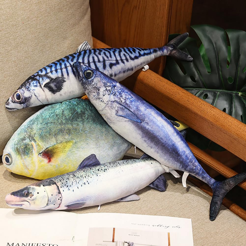 BIUBIULOVE 3D Realistic Fish Stuffed Animal Plush Toy, Large Fish Shape Plush Pillow Gifts for Kids (Fish-E)