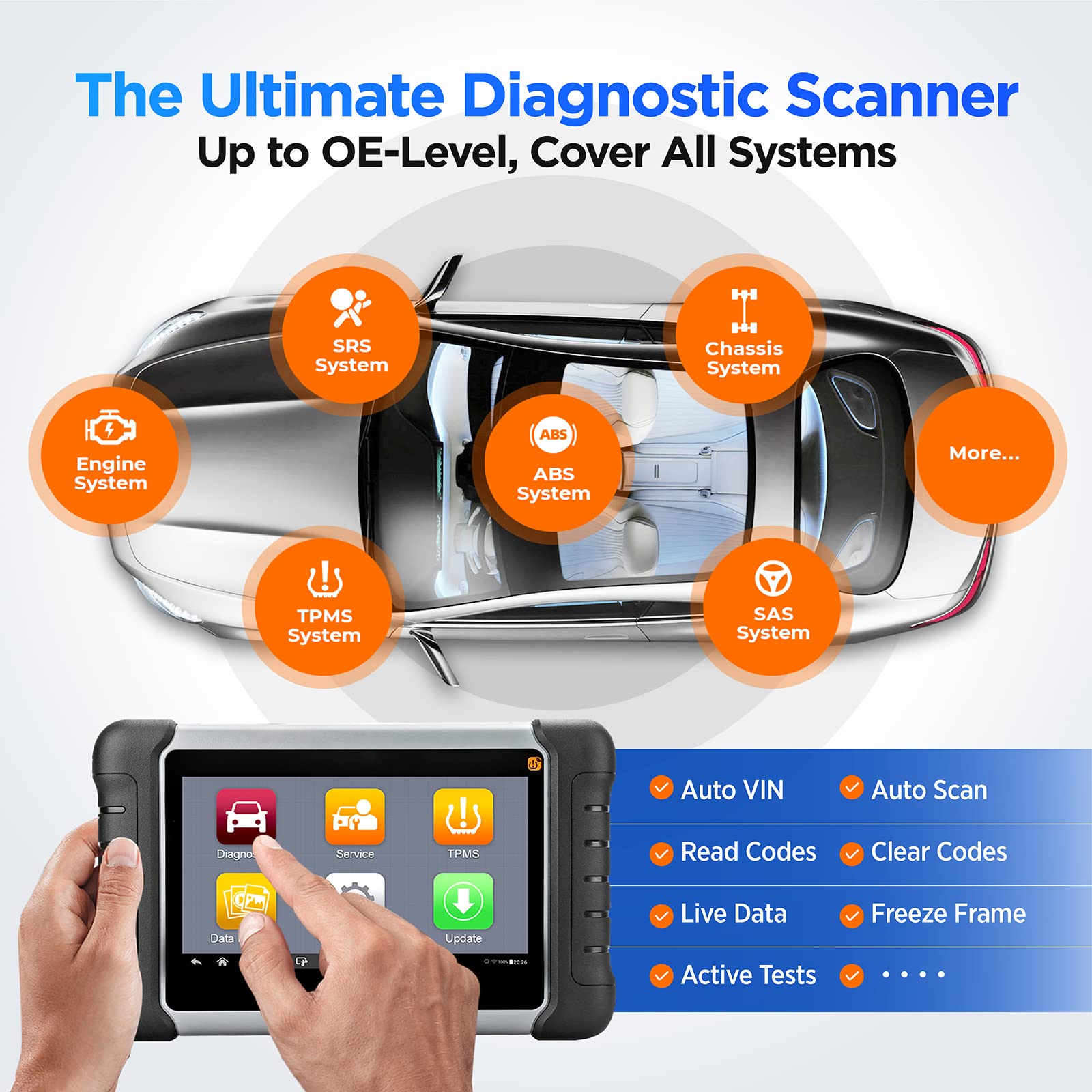 Autel MaxiCOM MK808TS with MX-Sensor, 2023 Updated of MK808BT and TS608, Bi-Directional Control, 28+ Service, All Systems Diagnoses, Activate/Program/Relearn TPMS Sensors, Access AutoAuth for FCA SGW