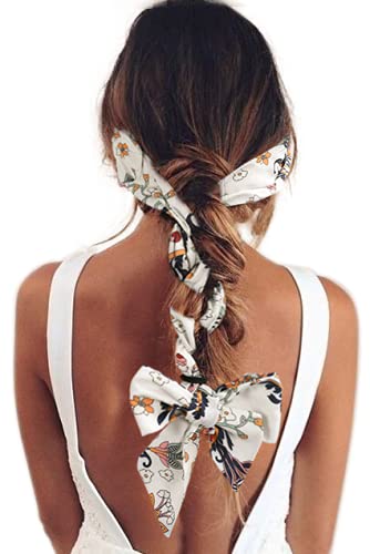 AWAYTR Long Head Wraps Bands - Twist Knotted Headbands for Women Thick Hair 3PCS Chiffon Criss Cross Non Slip Head Wraps (navy red white)