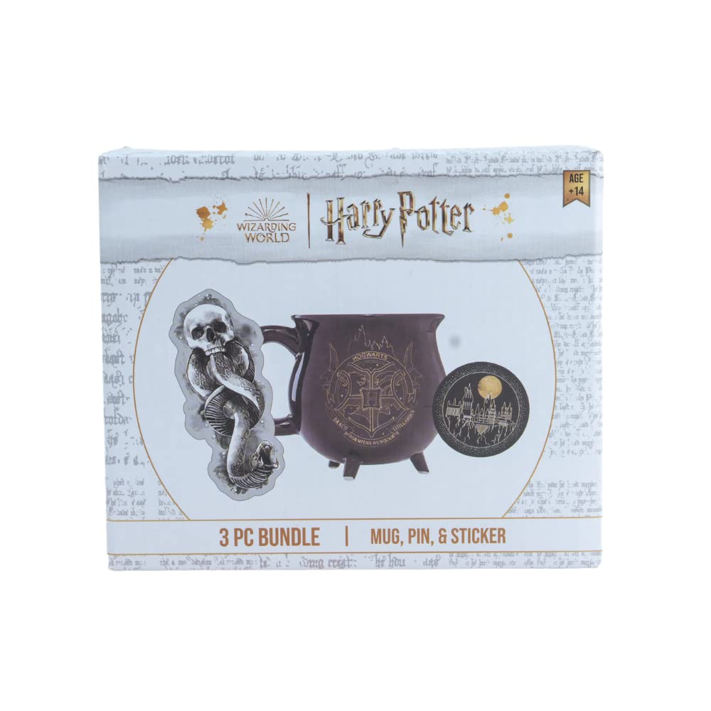 CULTUREFLY Harry Potter Mug Set in Gift Box with Sticker and Pin, Ceramic Coffee Mug, 12 oz.