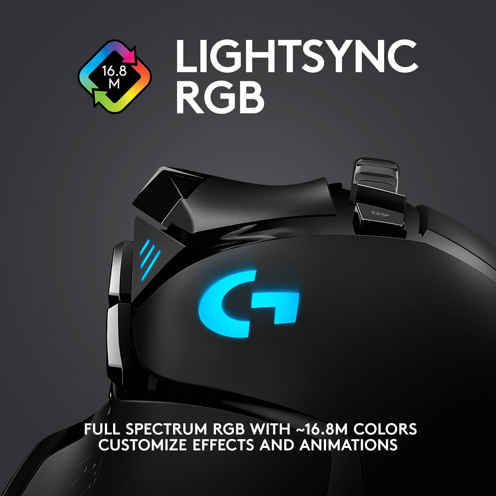 Logitech G502 Lightspeed Wireless Gaming Mouse with Hero 16K Sensor, PowerPlay Compatible, Tunable Weights and Lightsync RGB - Black (Renewed)