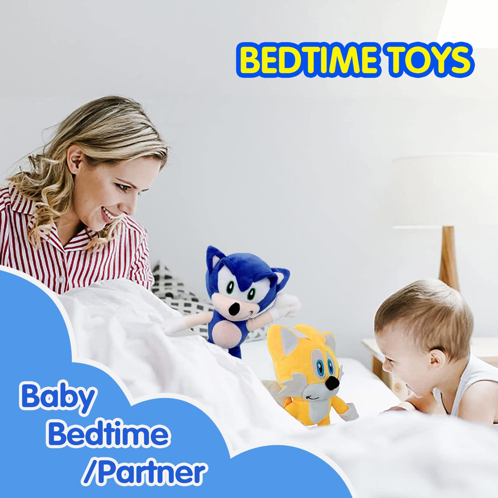 Ayaksmi Sonic Plush, 11'' Tall 2 Toys Figures Cotton Soft Stuffed Game Doll for Kids Boys Girls Gift B+r+y