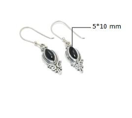 AUDRIELLE Black Onyx Marquise Shape Gemstone Handmade 925 Solid Sterling Silver Jewelry Earring 08